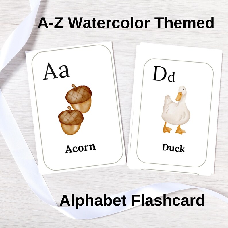 Montessori Alphabet Printables, Alphabet Watercolor Flashcards, Nursery ...