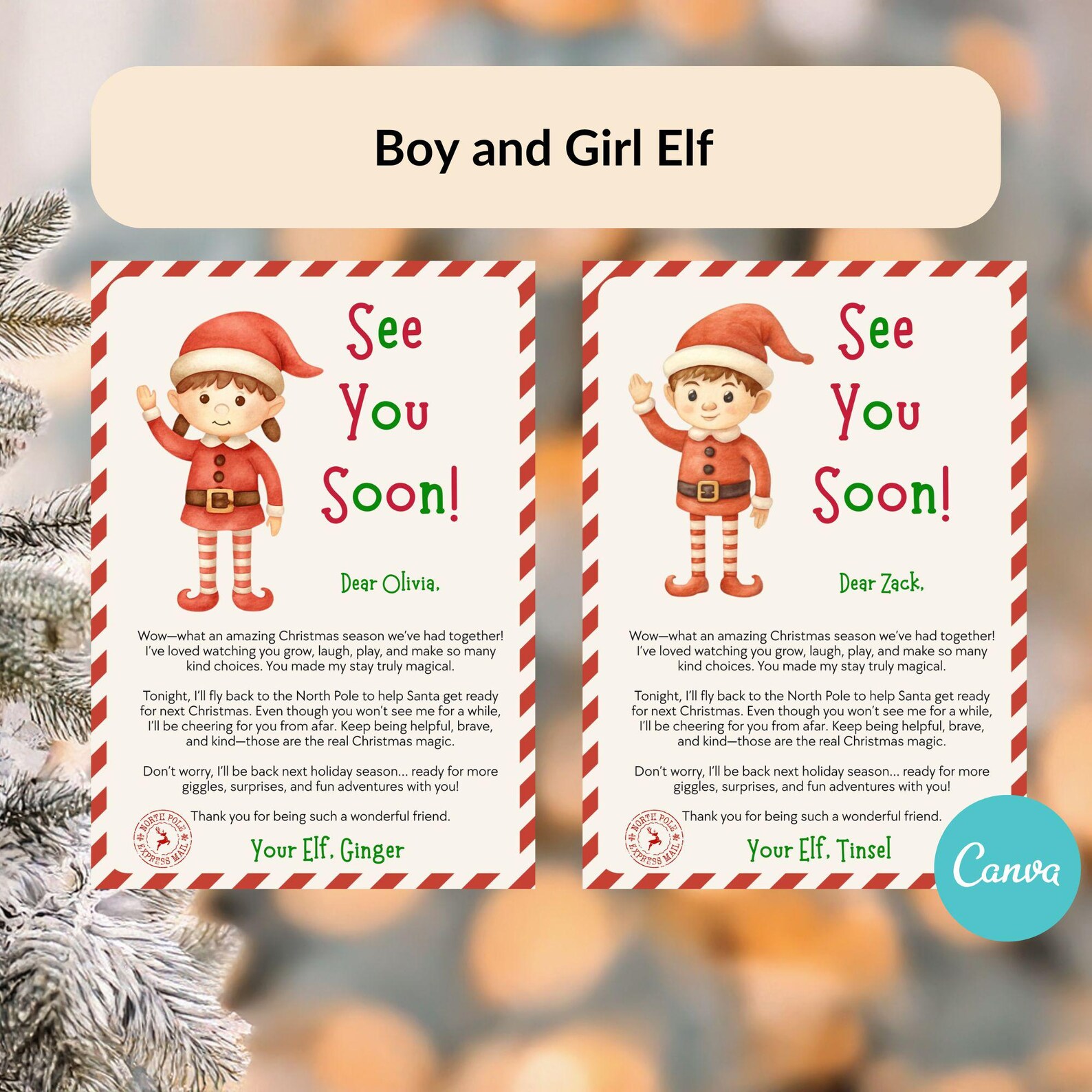Editable Christmas Elf Kit | Letters, Certificates (canva) - Etsy