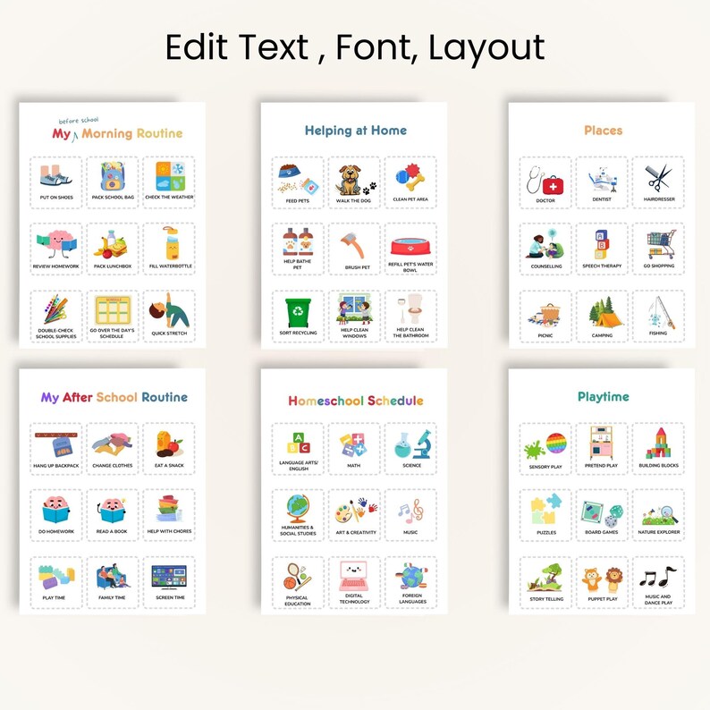 Editable Daily Routine Cards for Kids, Printable Chore Chart for Kids ...
