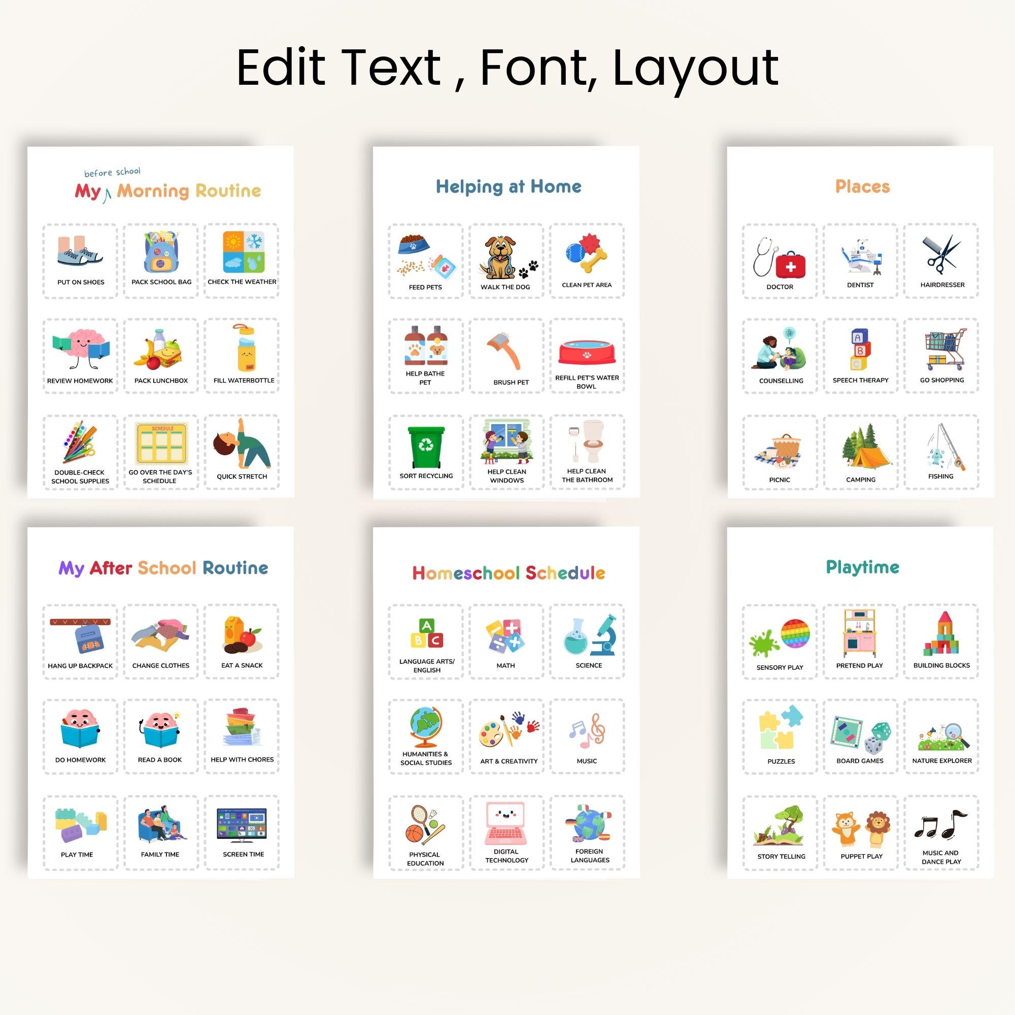 Editable Daily Routine Cards for Kids, Printable Chore Chart for Kids ...