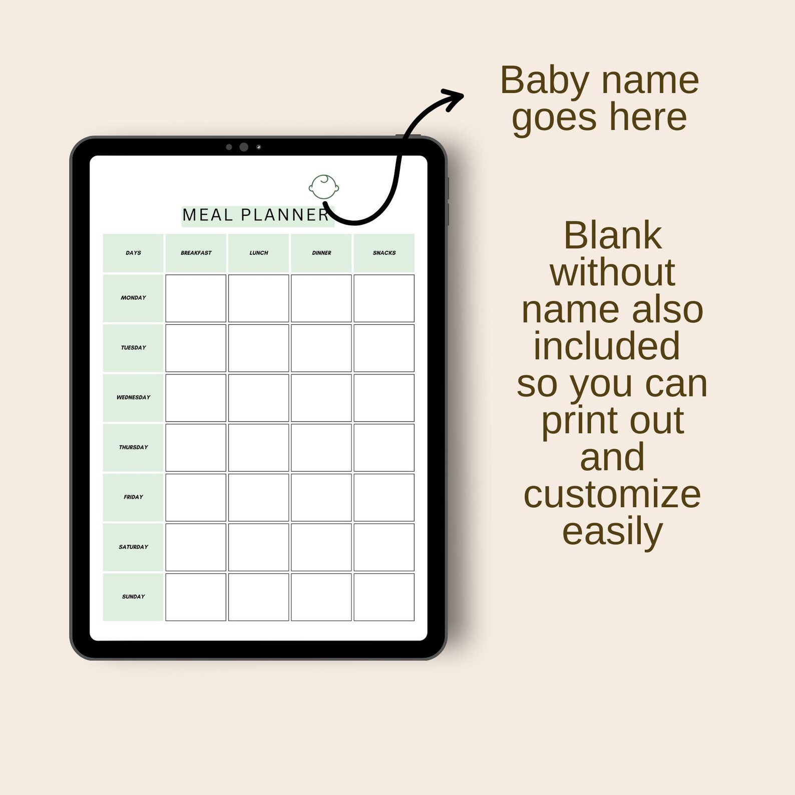 Editable Baby Food Log Printable, Baby's First Food Tracking Sheet ...