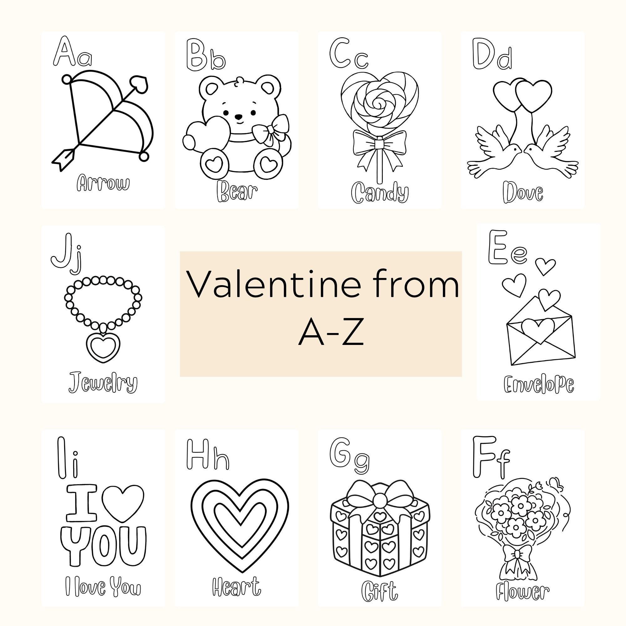 Valentine's Alphabet Coloring Pages A-Z – Preschool Printable Activity ...