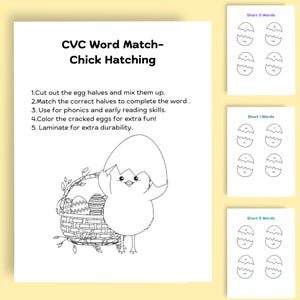 Printable CVC Word Matching Activity for Early Learners-phonics Games ...