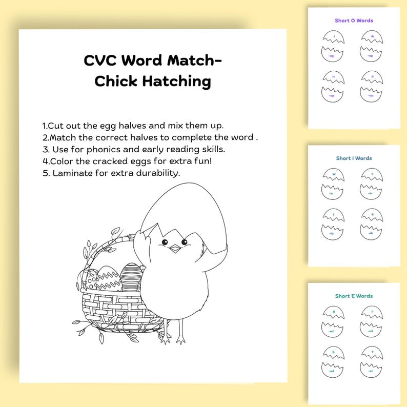 Printable CVC Word Matching Activity for Early Learners-phonics Games ...