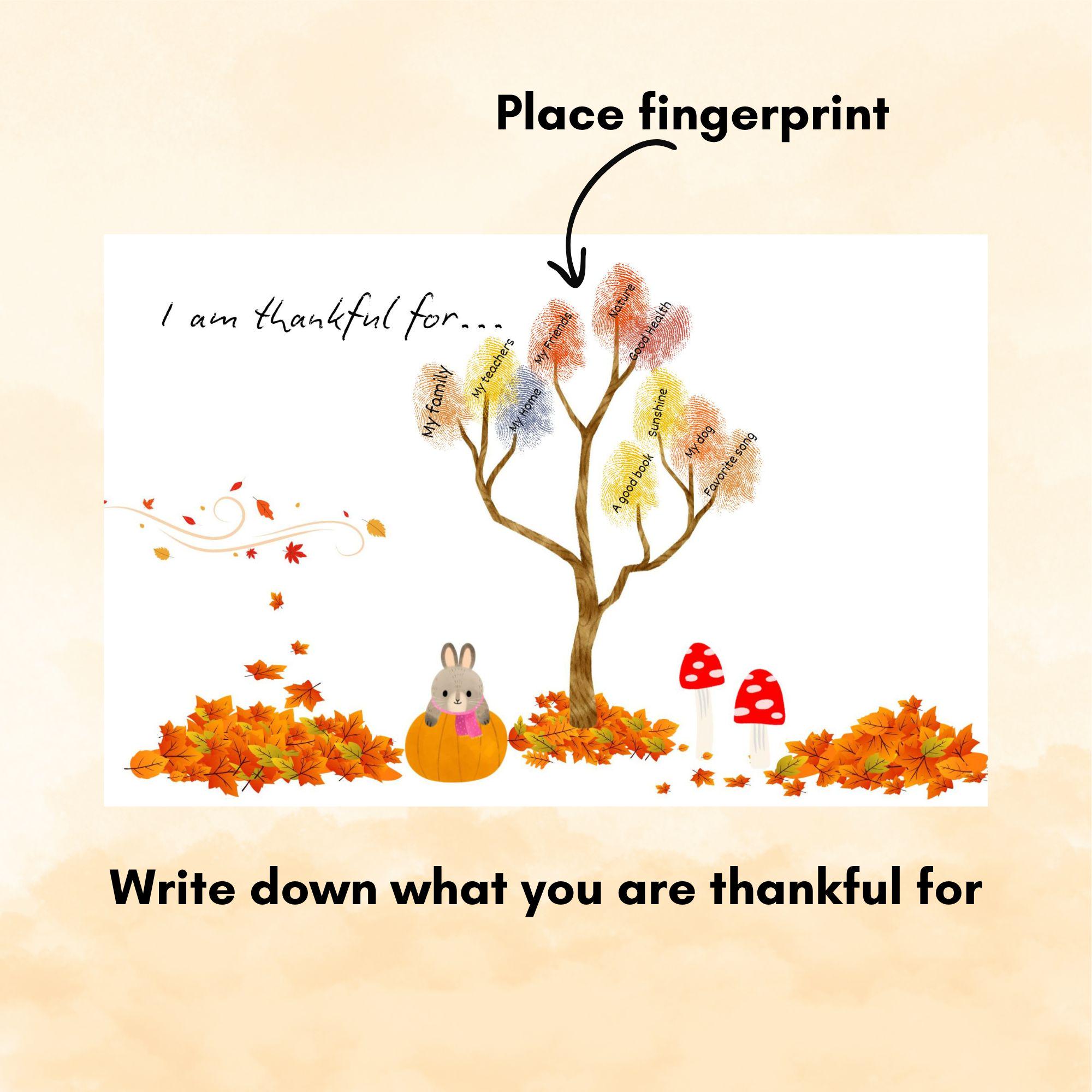 Thanksgiving Fingerprint Tree Craft: Gratitude Activity for Kids (canva ...