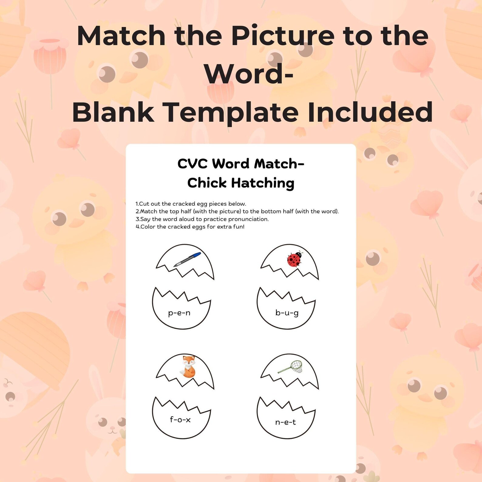 Easter Sight Word Activity Printable, Preschool Easter Tracing and ...