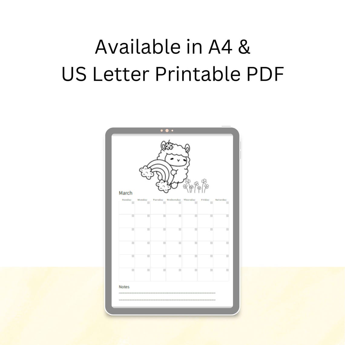 DIY Printable Kawaii Llama Undated Planner, Coloring Planner for Kids ...
