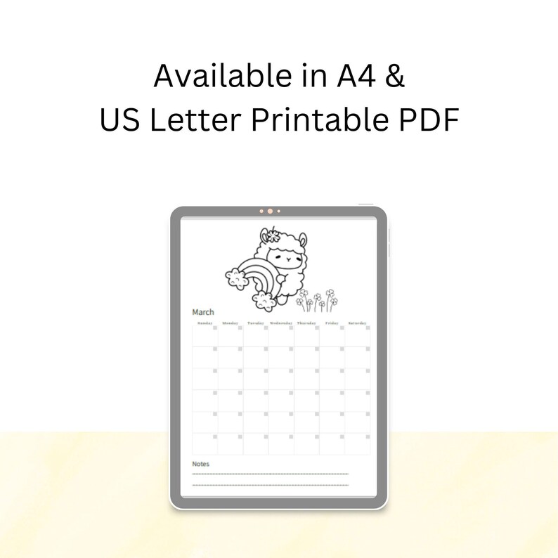 DIY Printable Kawaii Llama Undated Planner, Coloring Planner for Kids ...