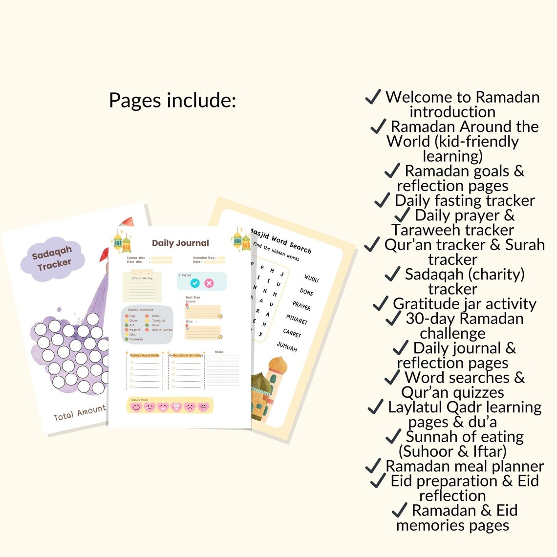 Ramadan Journal for Kids Printable PDF | 43 Page Islamic Activity ...