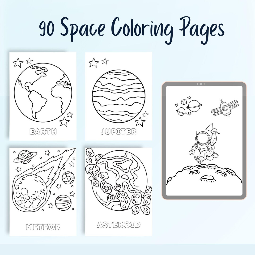 90 Space Planets Coloring Pages for Kids, Outer Space Coloring Pages ...
