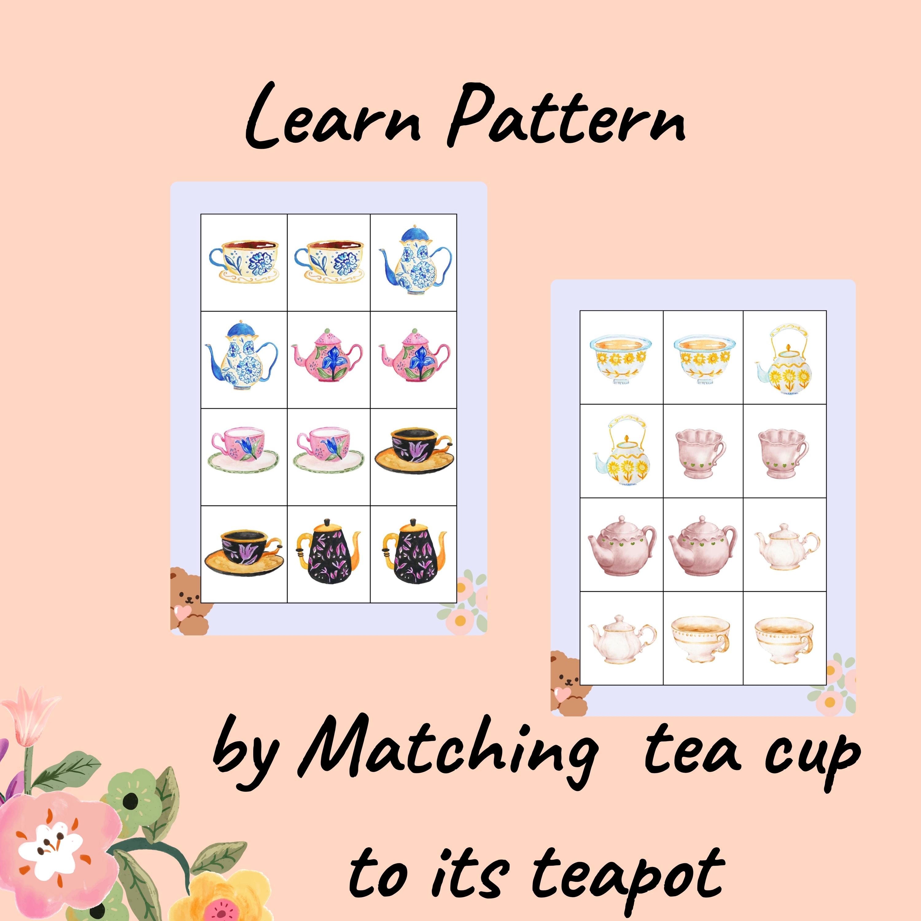 Printable Tea Party Matching Game for Kids, Tea Party Color Matching ...