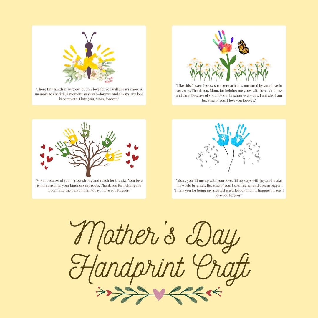 Printable Mother's Day Handprint Craft, DIY Mother's Day Handprint ...