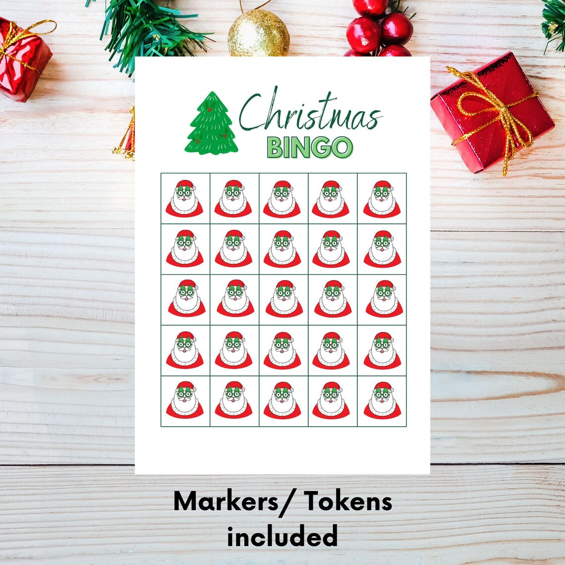 Printable Christmas Bingo Game: 50 Holiday Riddle Cards (A4 & US Letter ...