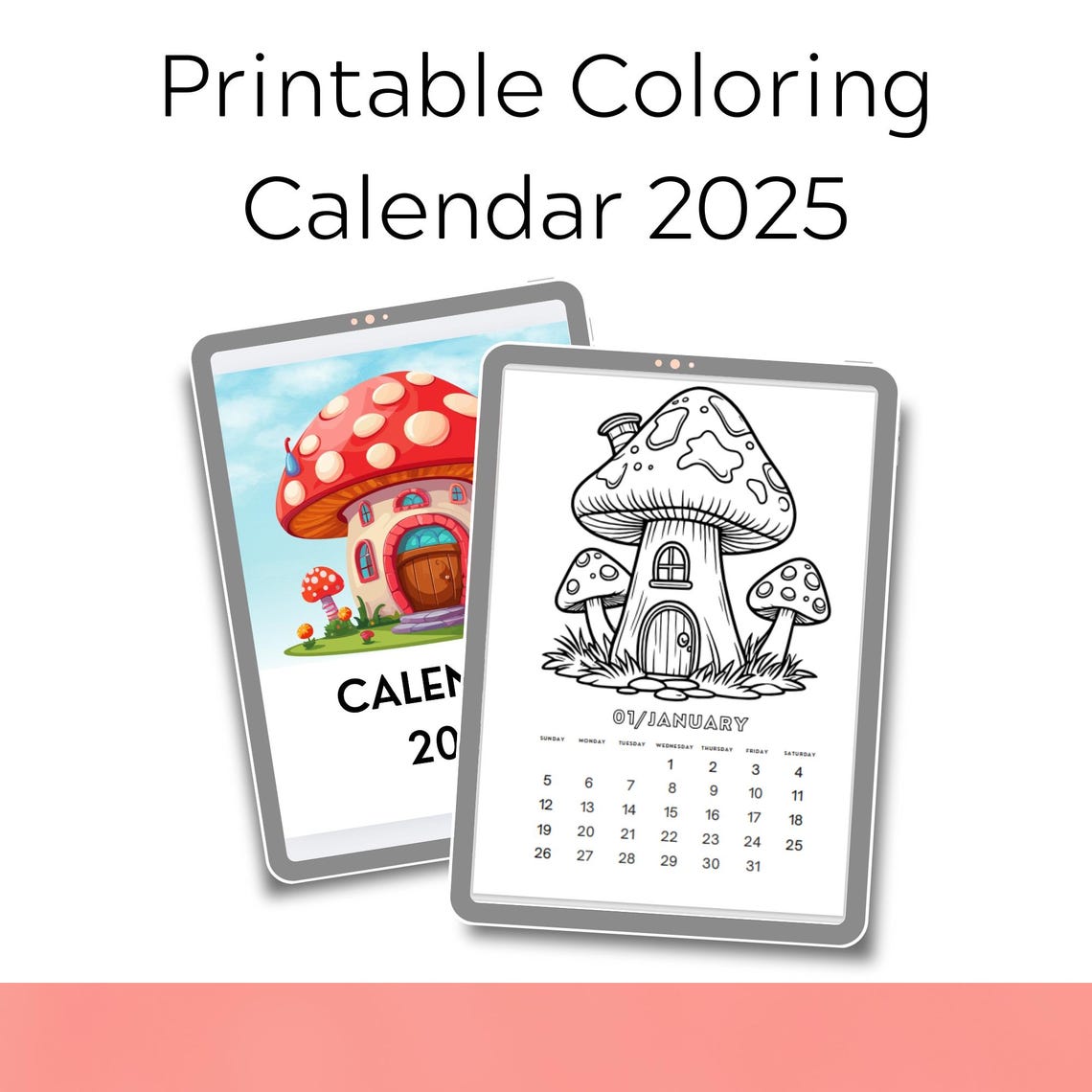 2025 Printable Coloring Calendar, Kids Calendar, 2025 Monthly Planner ...