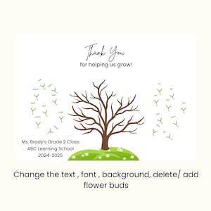 Printable Teacher Appreciation Gift, Fingerprint Tree Editable Canva ...