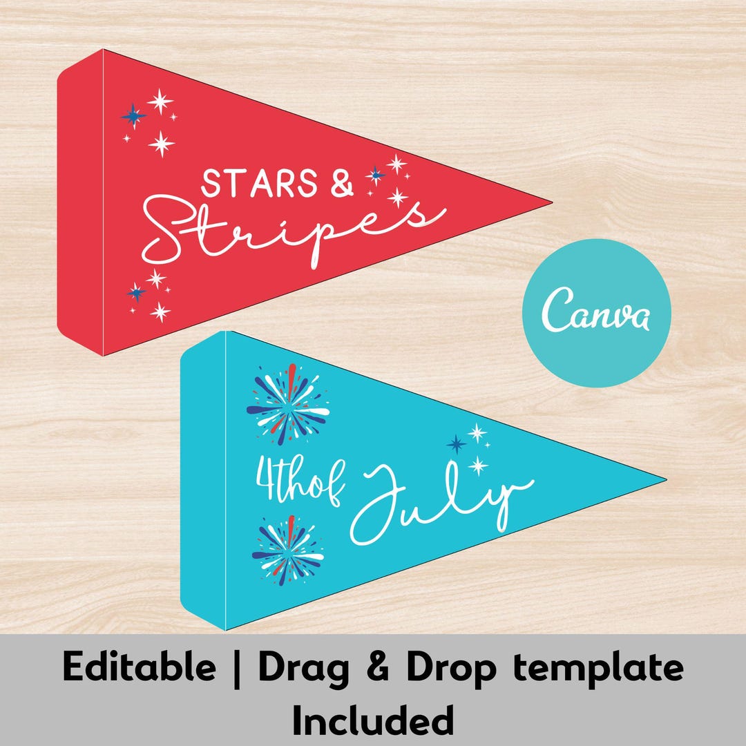 Editable Fourth of July Pennant Flag, Fourth of July Printable Party ...