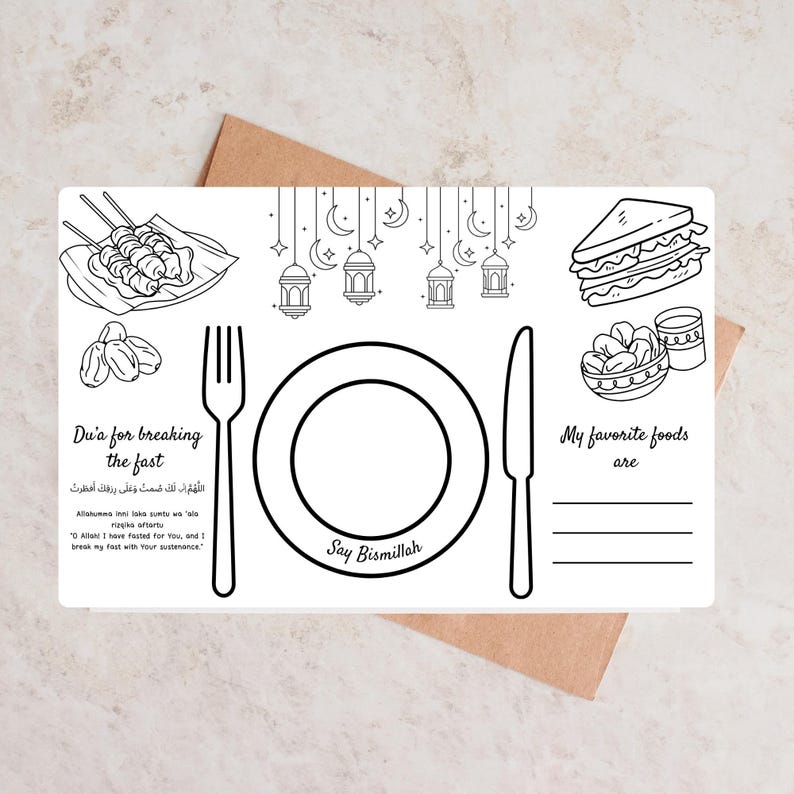 Printable Ramadan Activity Placemat for Kids, Islamic Mealtime Activity ...