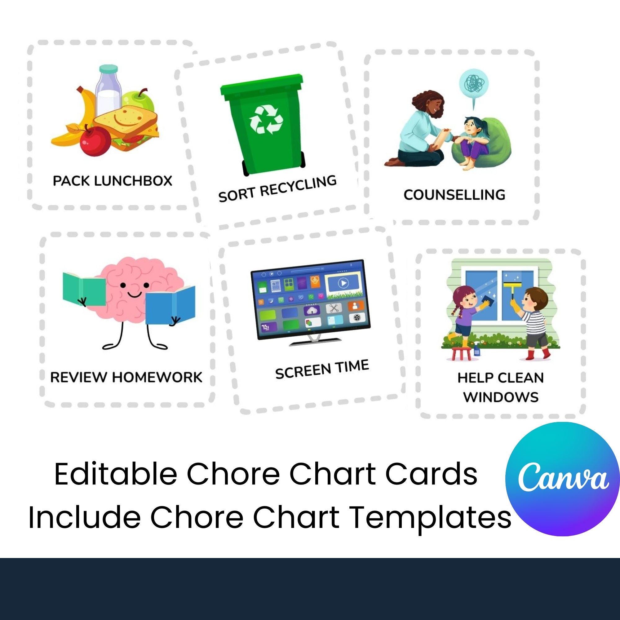 Editable Daily Routine Cards for Kids, Printable Chore Chart for Kids ...