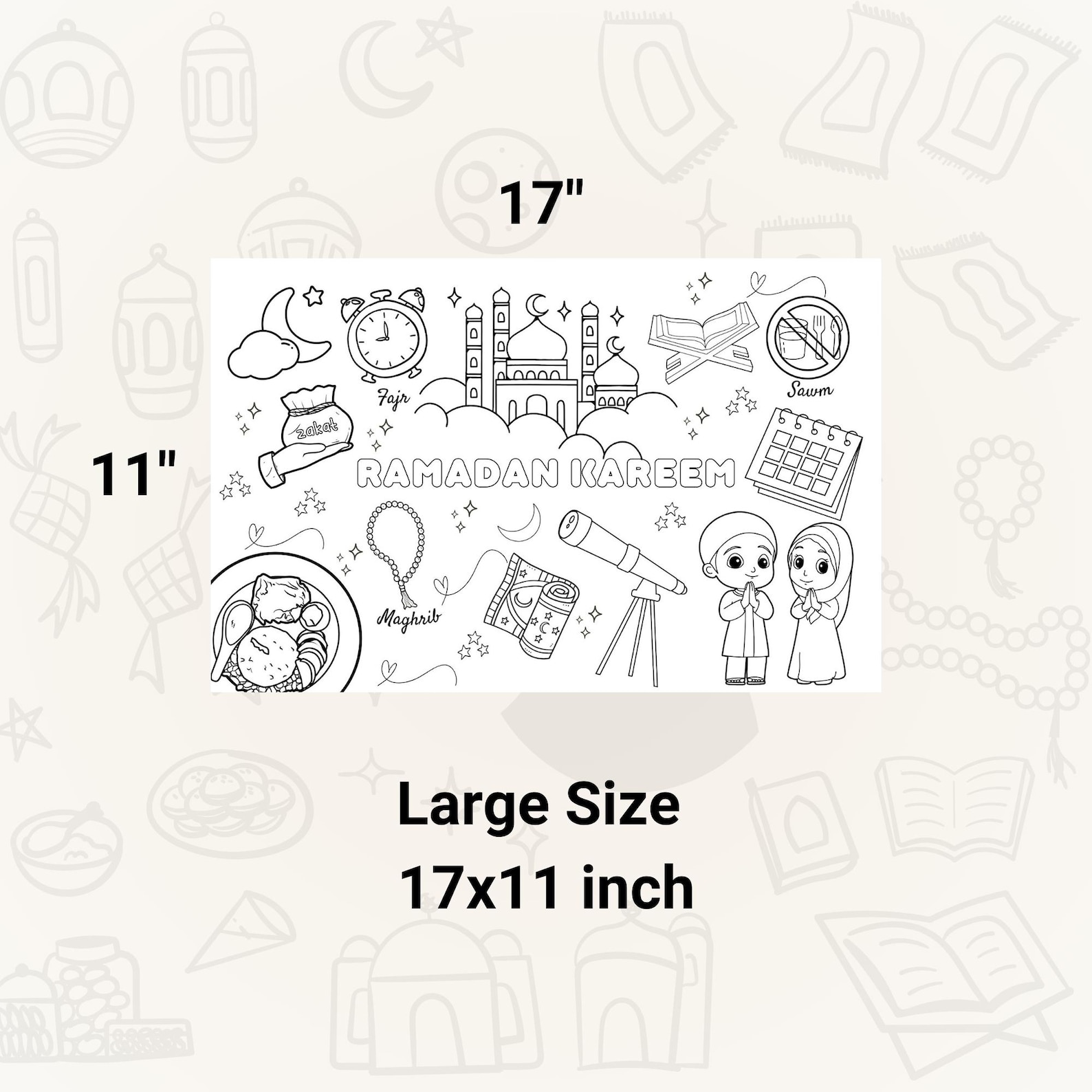 Printable Ramadan Activity Placemat for Kids, Islamic Mealtime Activity ...