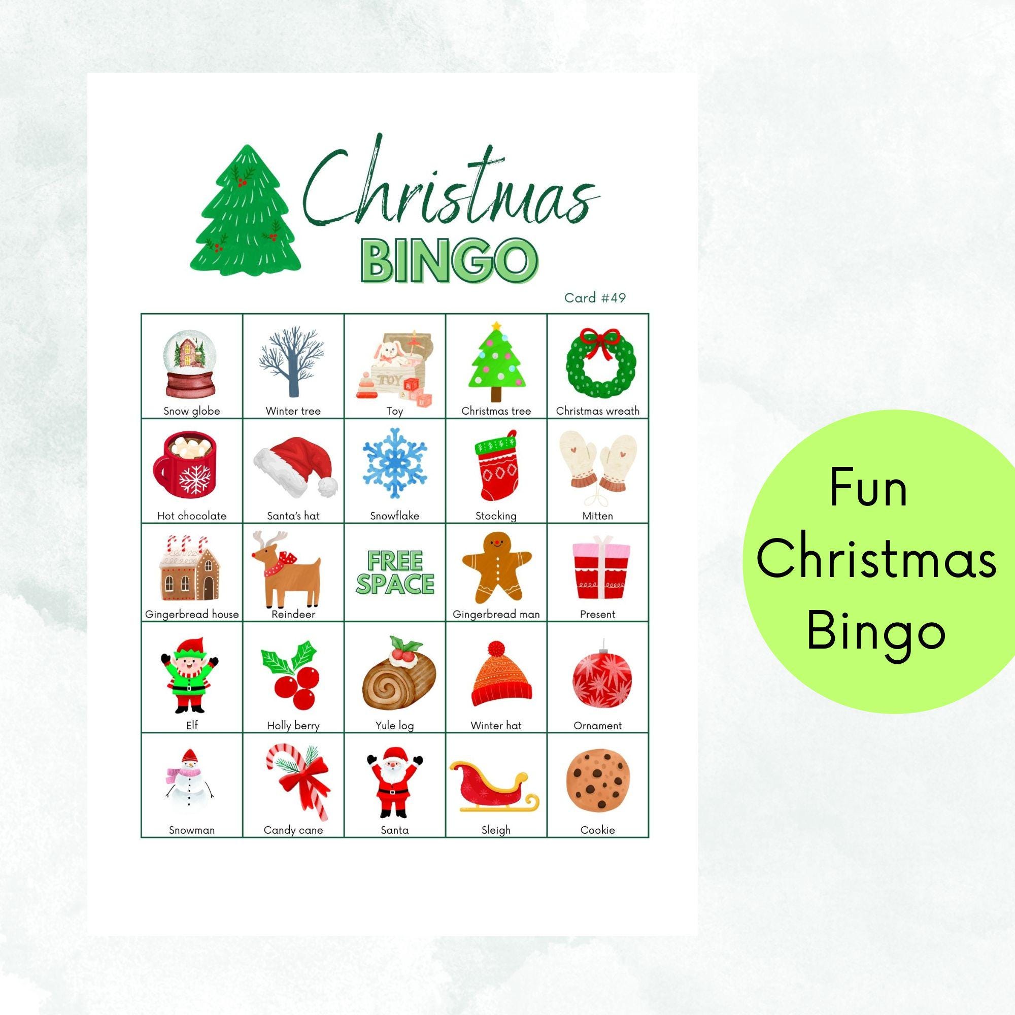 Printable Christmas Bingo Game: 50 Holiday Riddle Cards (A4 & US Letter ...