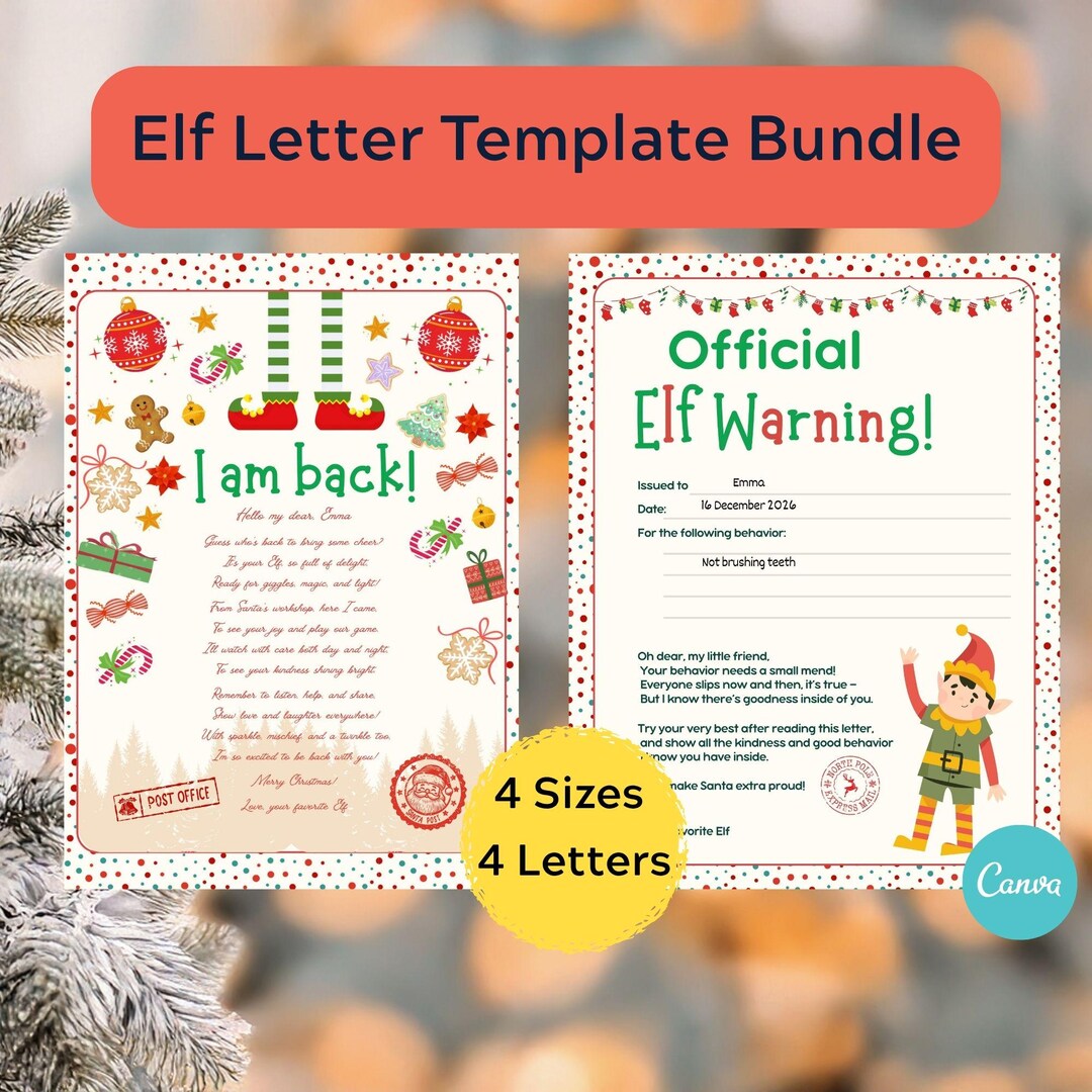 Elf Letter Template Bundle | Editable Elf on the Shelf Letters | Canva ...