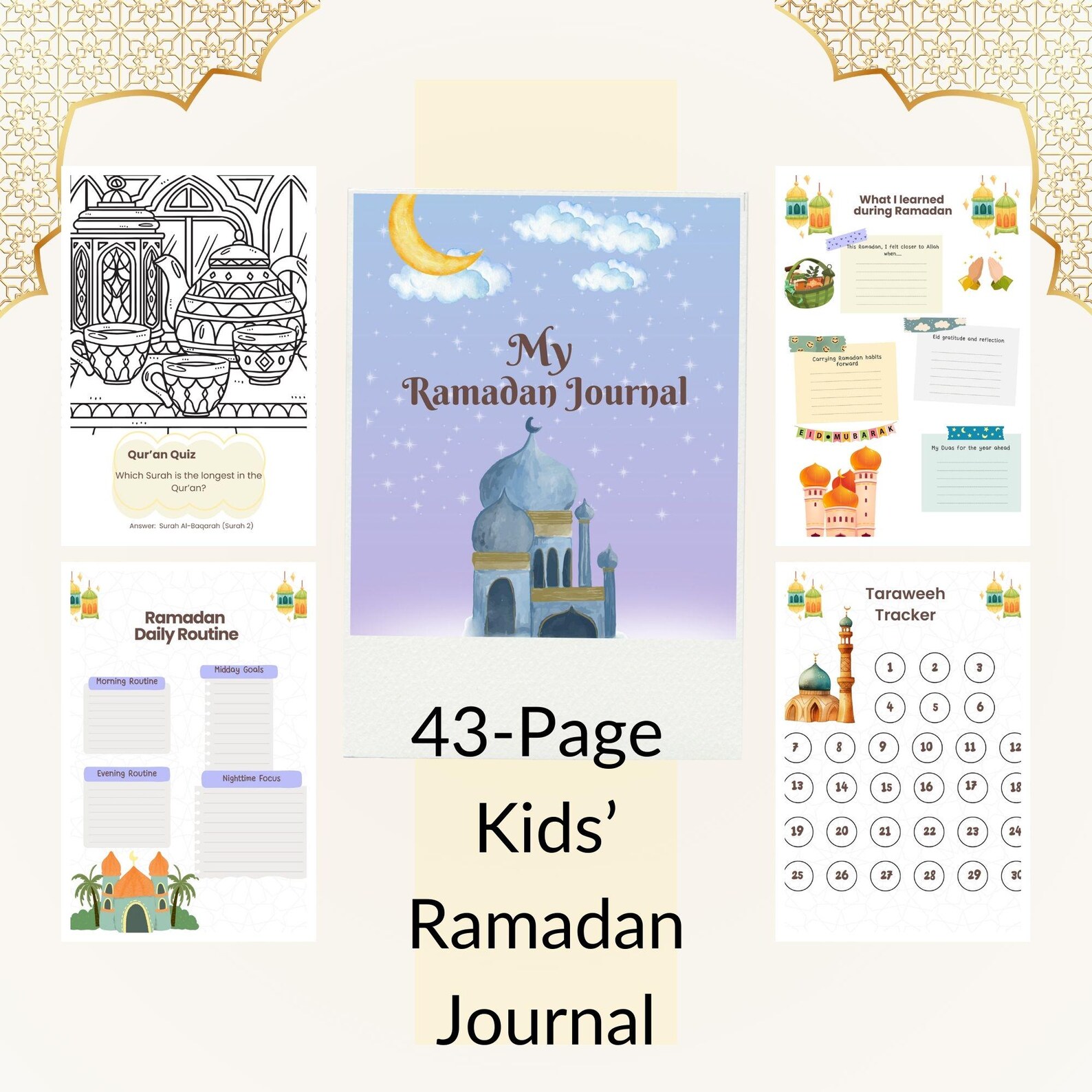 Ramadan Journal for Kids Printable PDF | 43 Page Islamic Activity ...