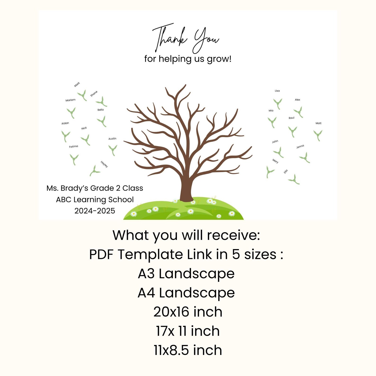 Printable Teacher Appreciation Gift, Fingerprint Tree Editable Canva ...