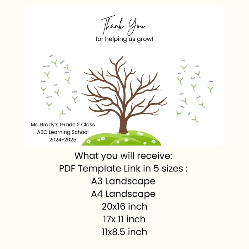 Printable Teacher Appreciation Gift, Fingerprint Tree Editable Canva ...