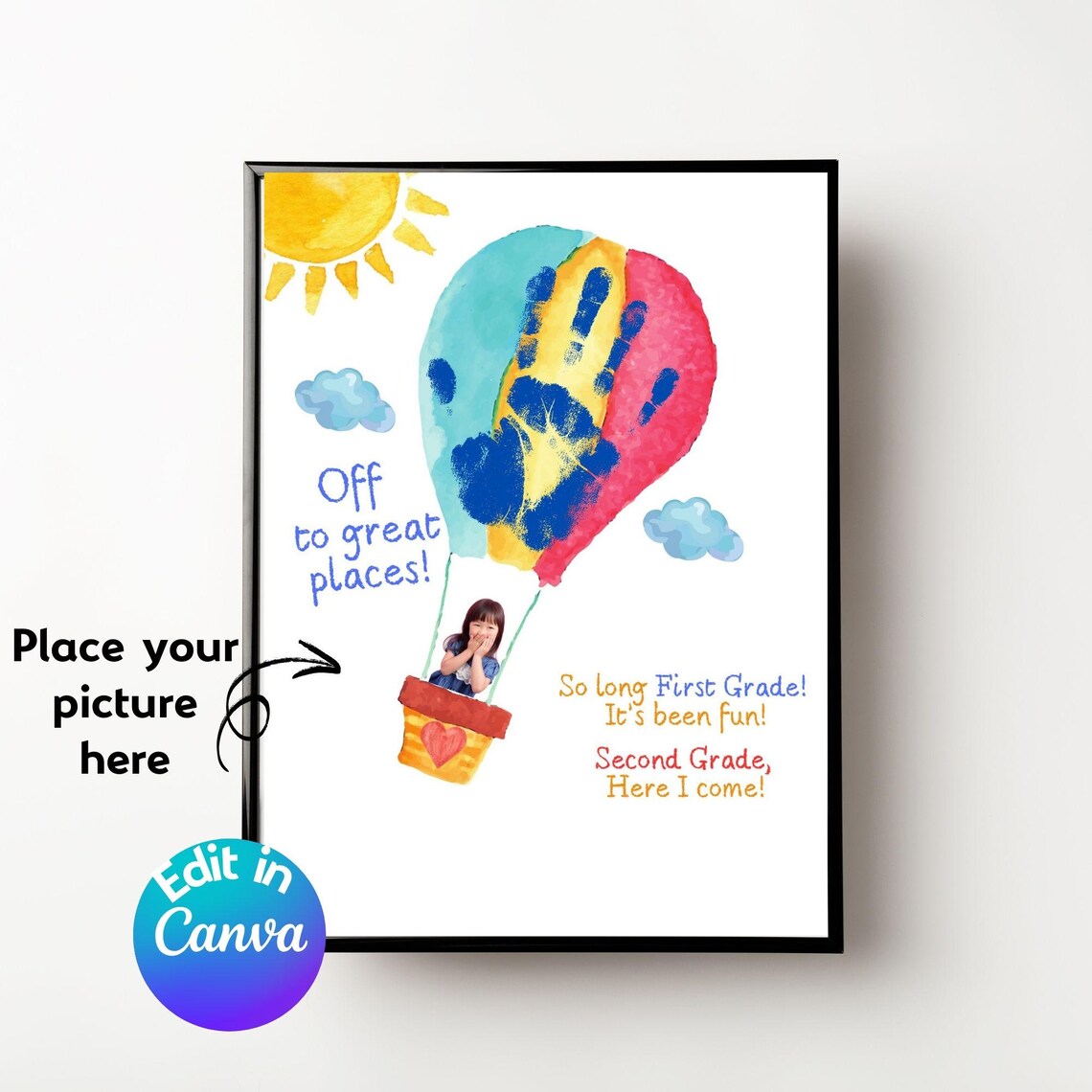 Editable End of the Year Handprint Keepsake Hot Air Balloon, Last Day ...