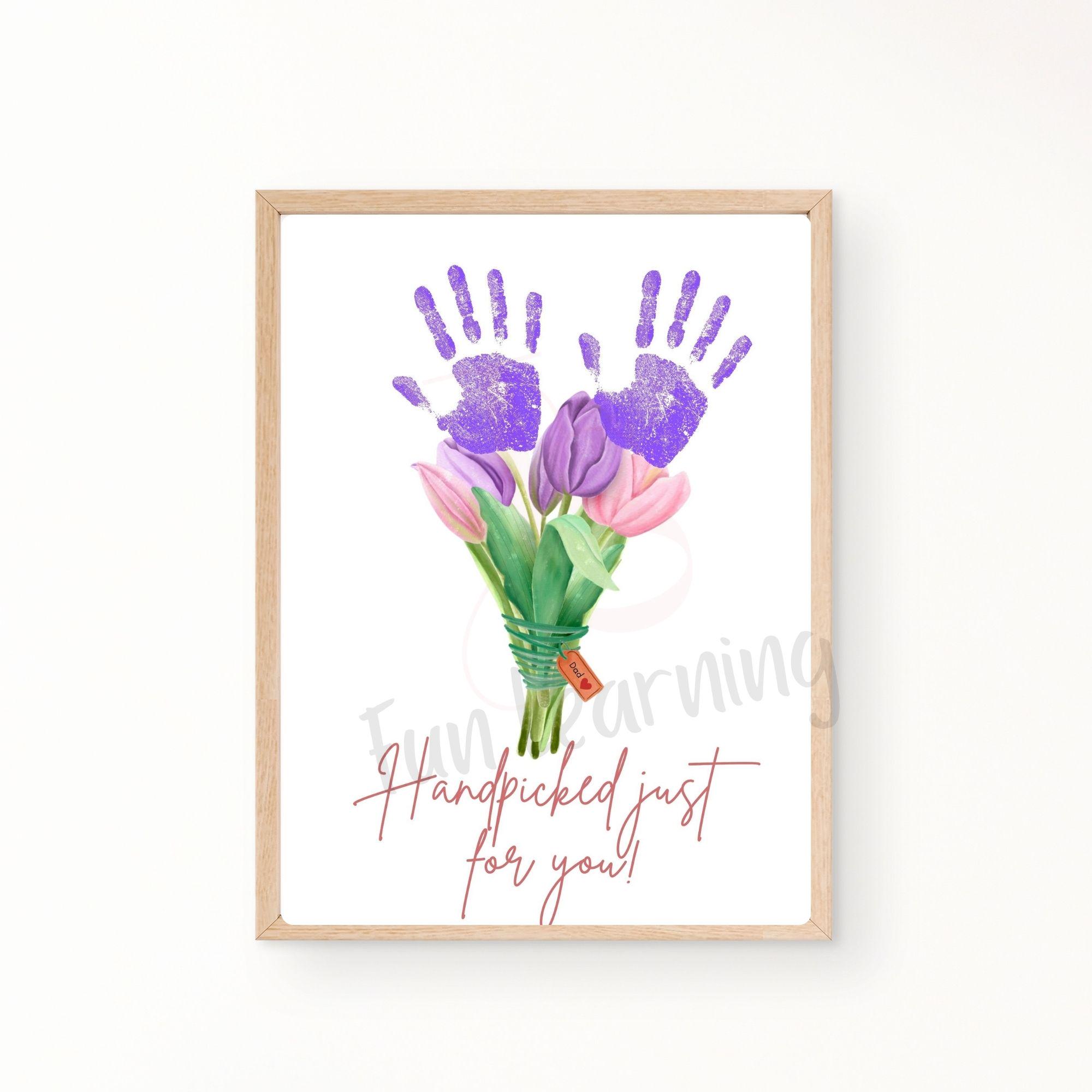 Editable Handprint Flower Bouquet Art: Birthday Keepsake (canva ...