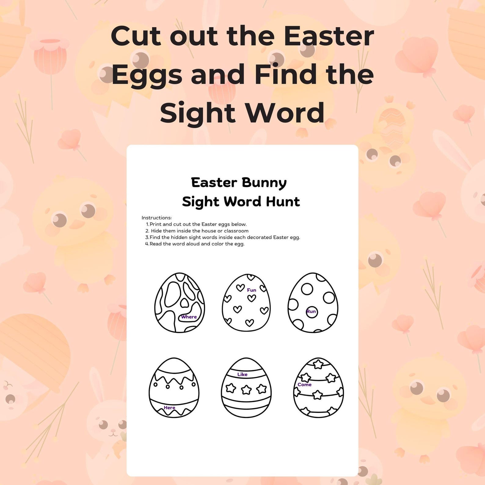 Easter Sight Word Activity Printable, Preschool Easter Tracing and ...