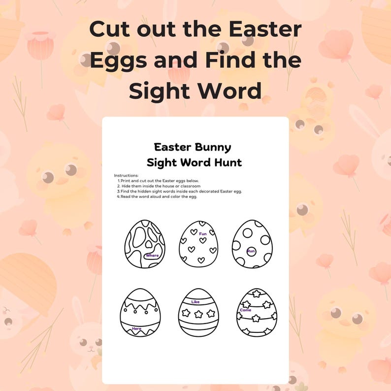 Easter Sight Word Activity Printable, Preschool Easter Tracing and ...