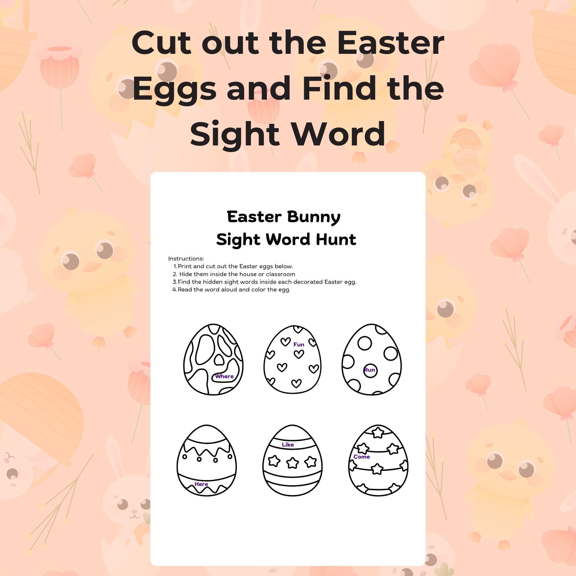 Easter Sight Word Activity Printable, Preschool Easter Tracing and ...