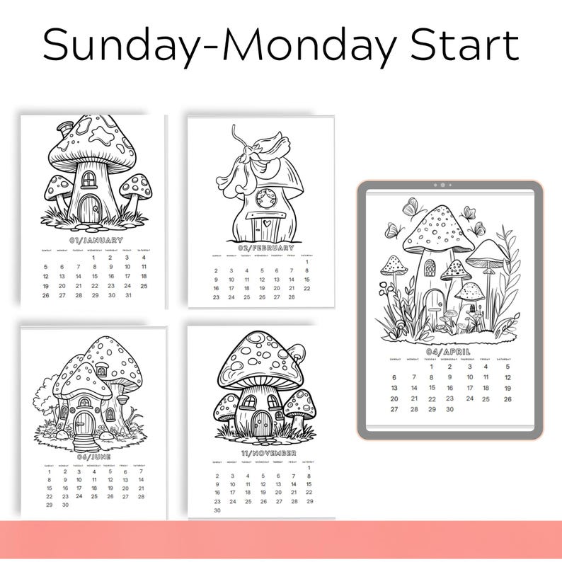 2025 Printable Coloring Calendar, Kids Calendar, 2025 Monthly Planner ...