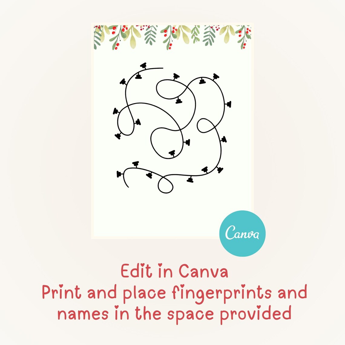 Christmas Lights Teacher Appreciation Fingerprint Art| Canva Editable ...