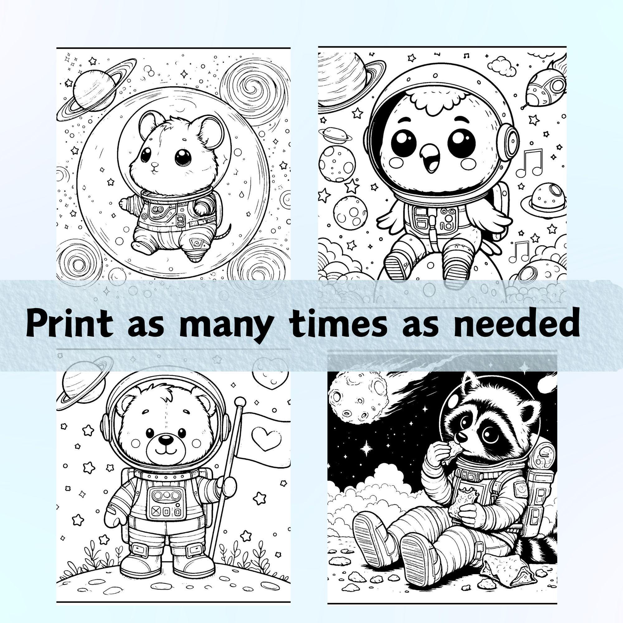 Animals in Space Coloring Pages: Intergalactic Kids Coloring Book (PDF ...