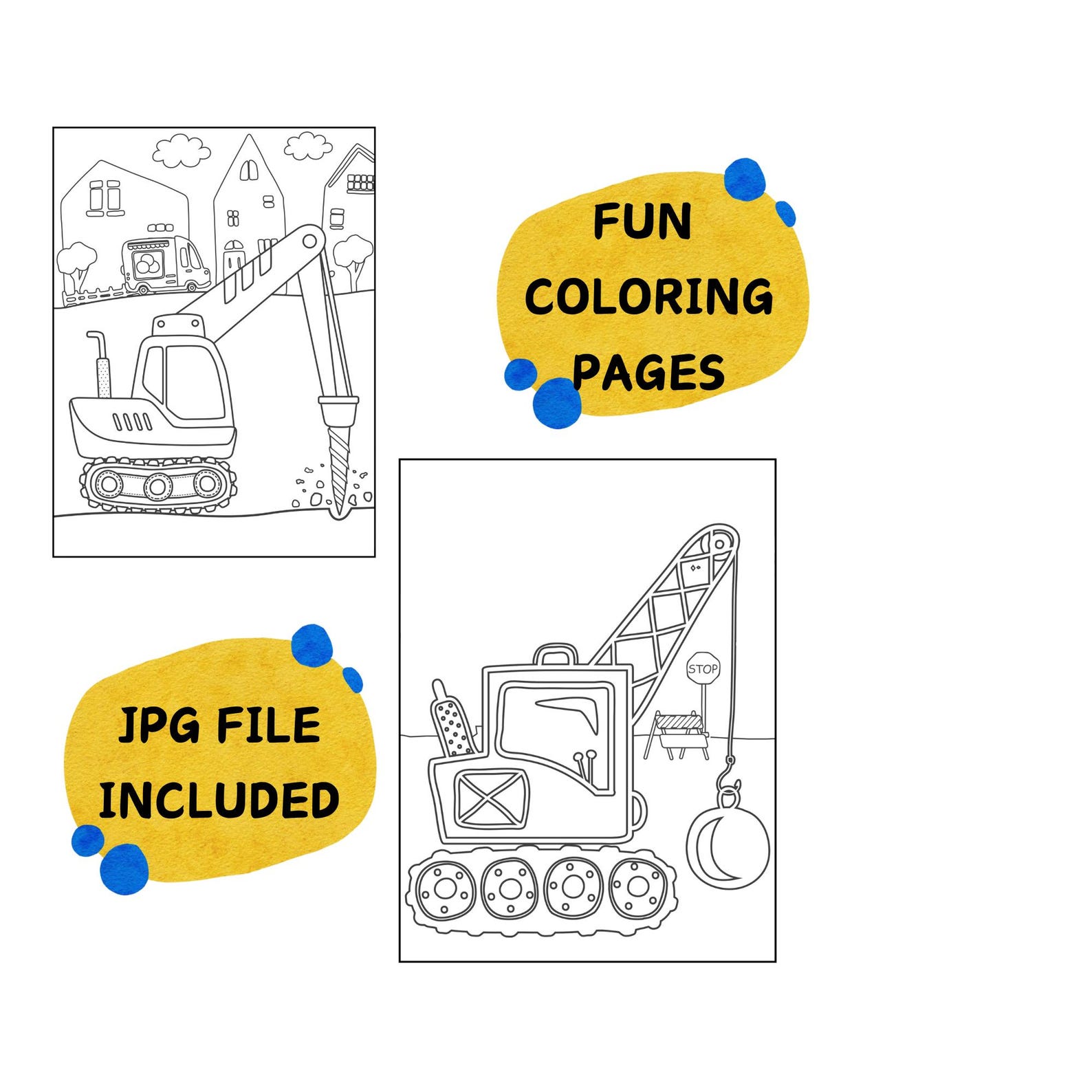 40 Construction Truck Coloring Pages, Early Learner, STEM Learning for ...
