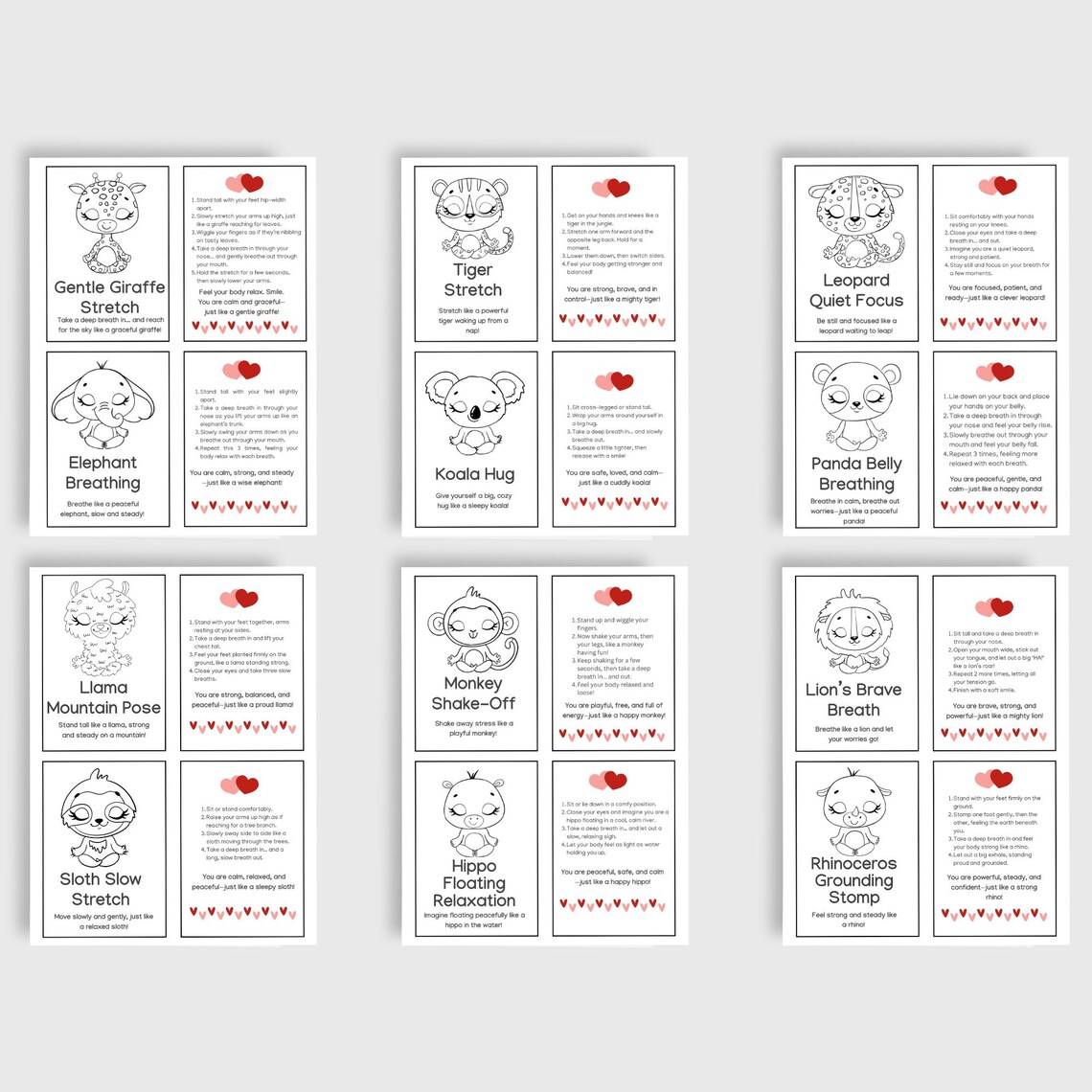 Printable Mindfulness Cards for Kids, Kids Yoga Activity, Breathing and ...