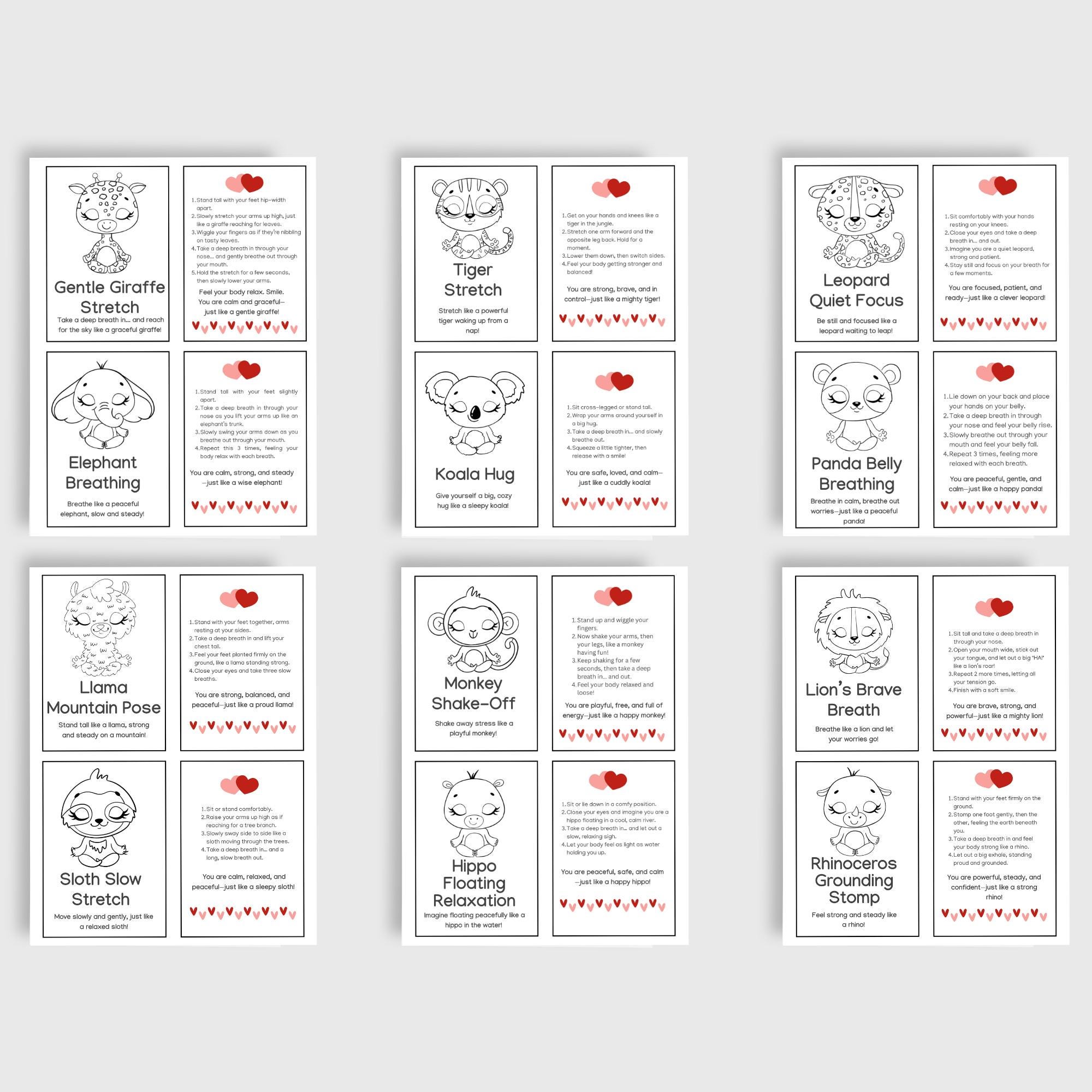 Printable Mindfulness Cards for Kids, Kids Yoga Activity, Breathing and ...