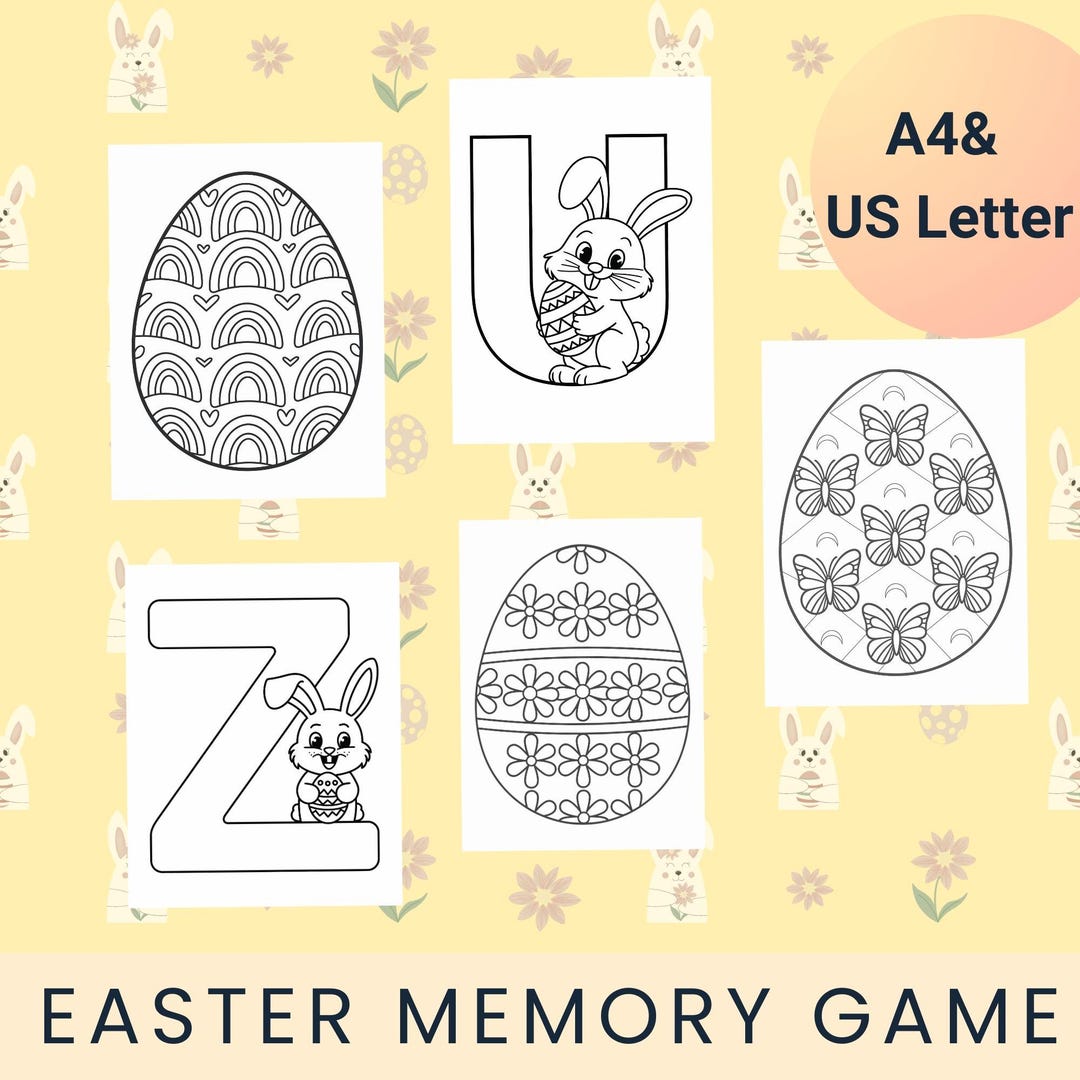 Printable Easter Alphabet Memory Game for Kids, A to Z Letter Matching ...
