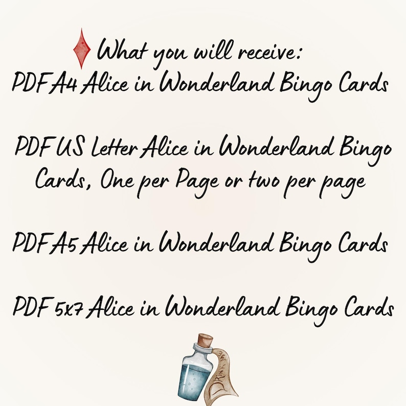 Alice in Wonderland Bingo: Mad Hatter Tea Party Game (printable PDF ...