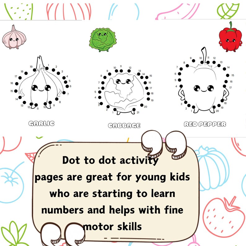 20 Connect the Dots Vegetables Coloring Pages, Easy Coloring, Dot-to ...