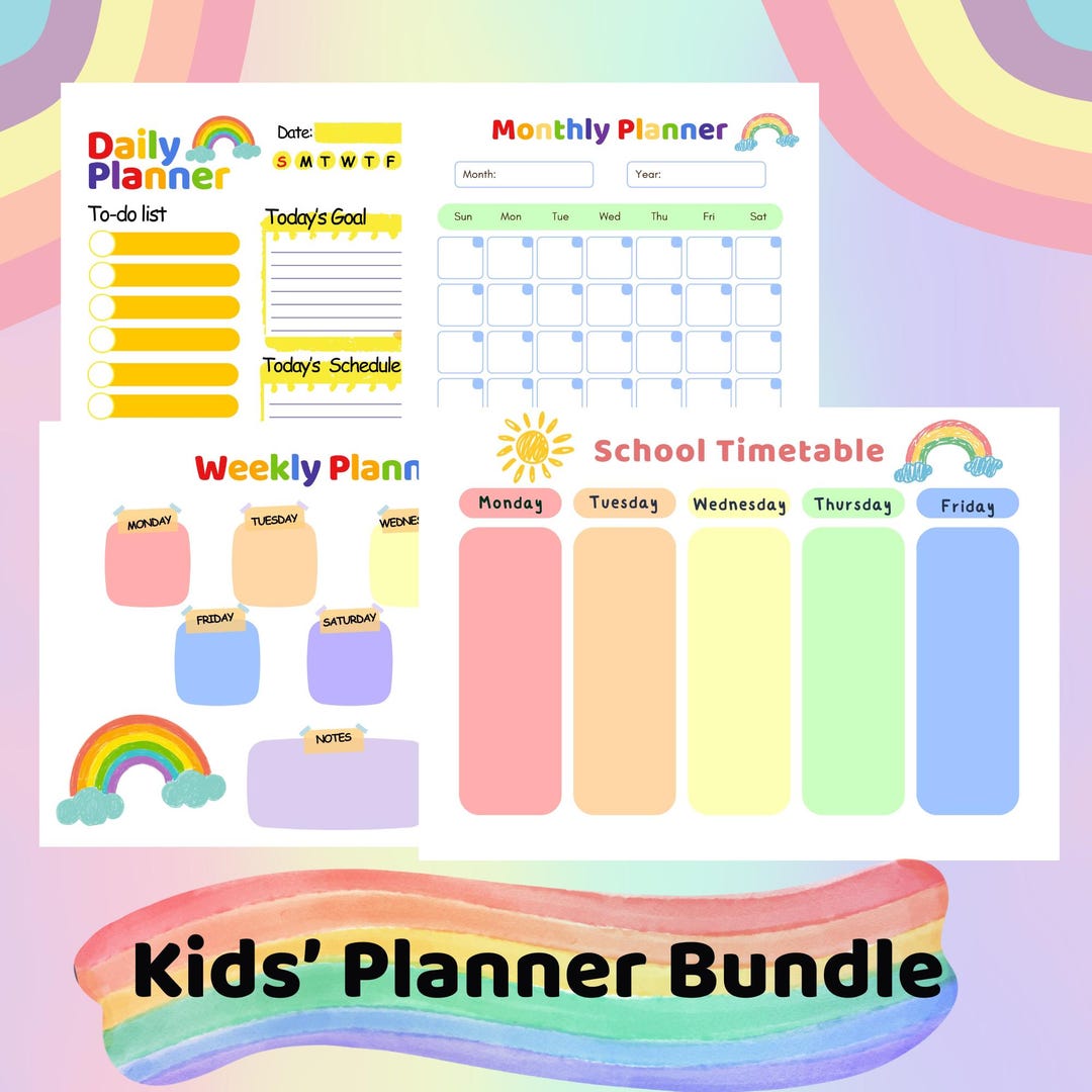 Printable Planner for Kids, Student Planner Download, Homeschool ...