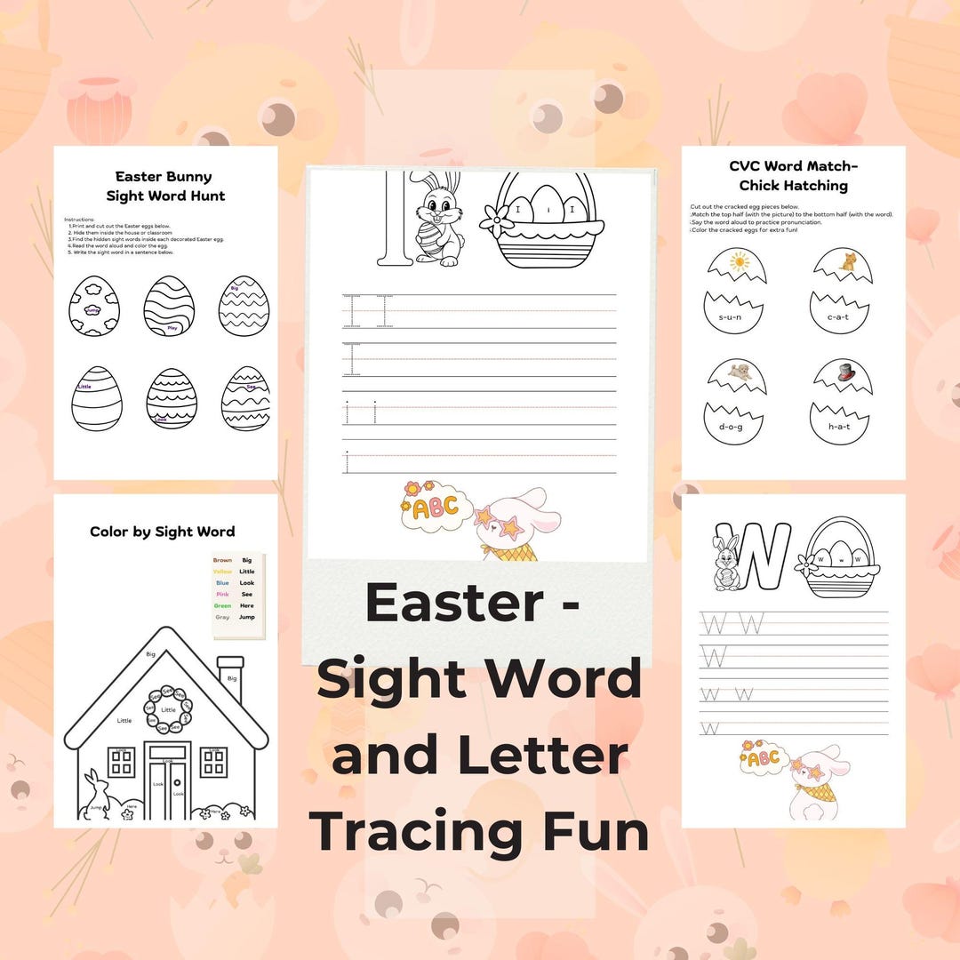 Easter Sight Word Activity Printable, Preschool Easter Tracing and ...