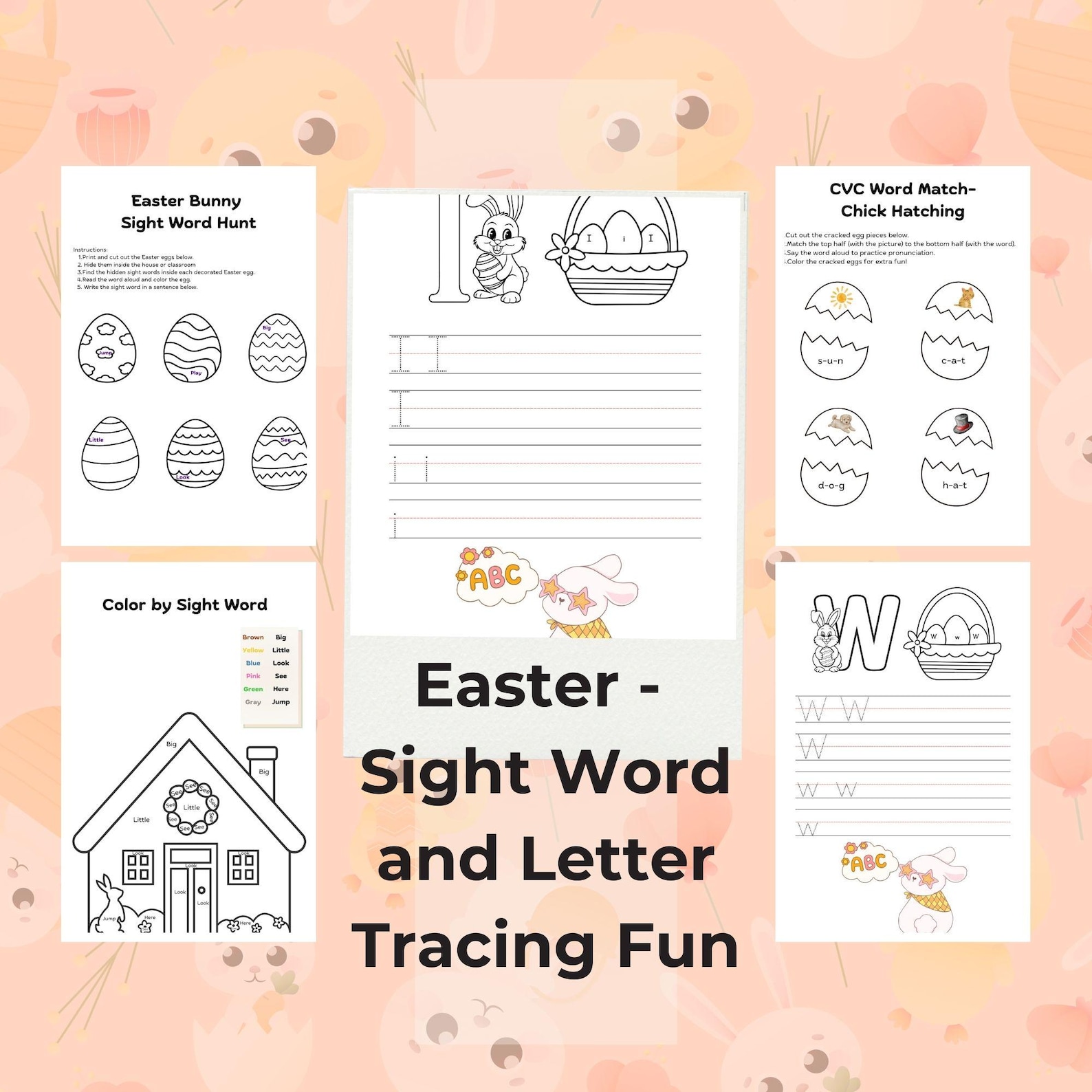 Easter Sight Word Activity Printable, Preschool Easter Tracing and ...
