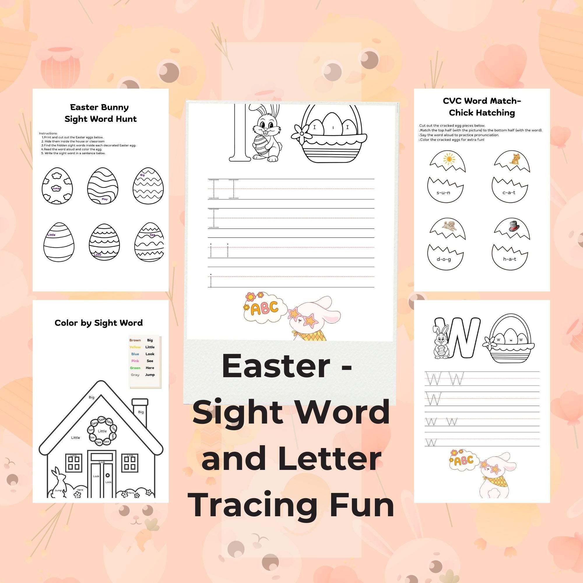 Easter Sight Word Activity Printable, Preschool Easter Tracing and ...