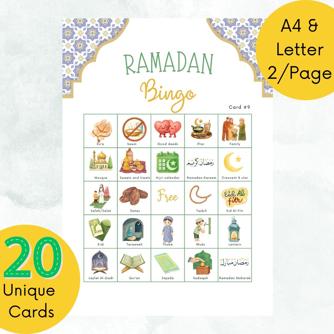 Ramadan Bingo Game for Kids | Islamic Activity (printable) - Etsy