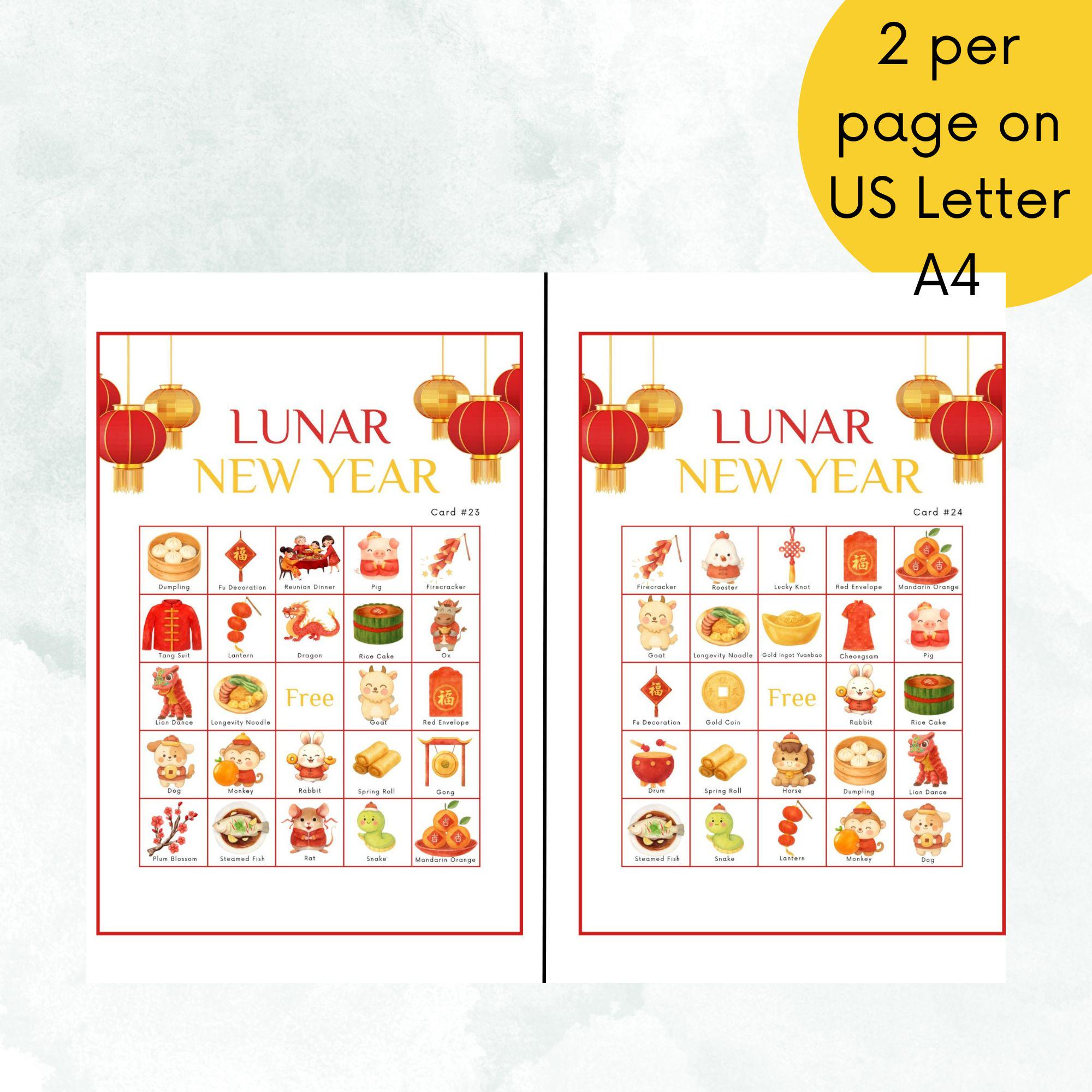 Lunar New Year Bingo Game | 30 Printable Cards (instant Download) - Etsy