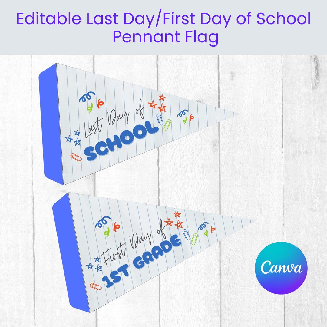 Editable First Day of School Flags, Printable Back to School Pennant ...