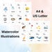 Montessori Alphabet Printables, Alphabet Watercolor Flashcards, Nursery ...
